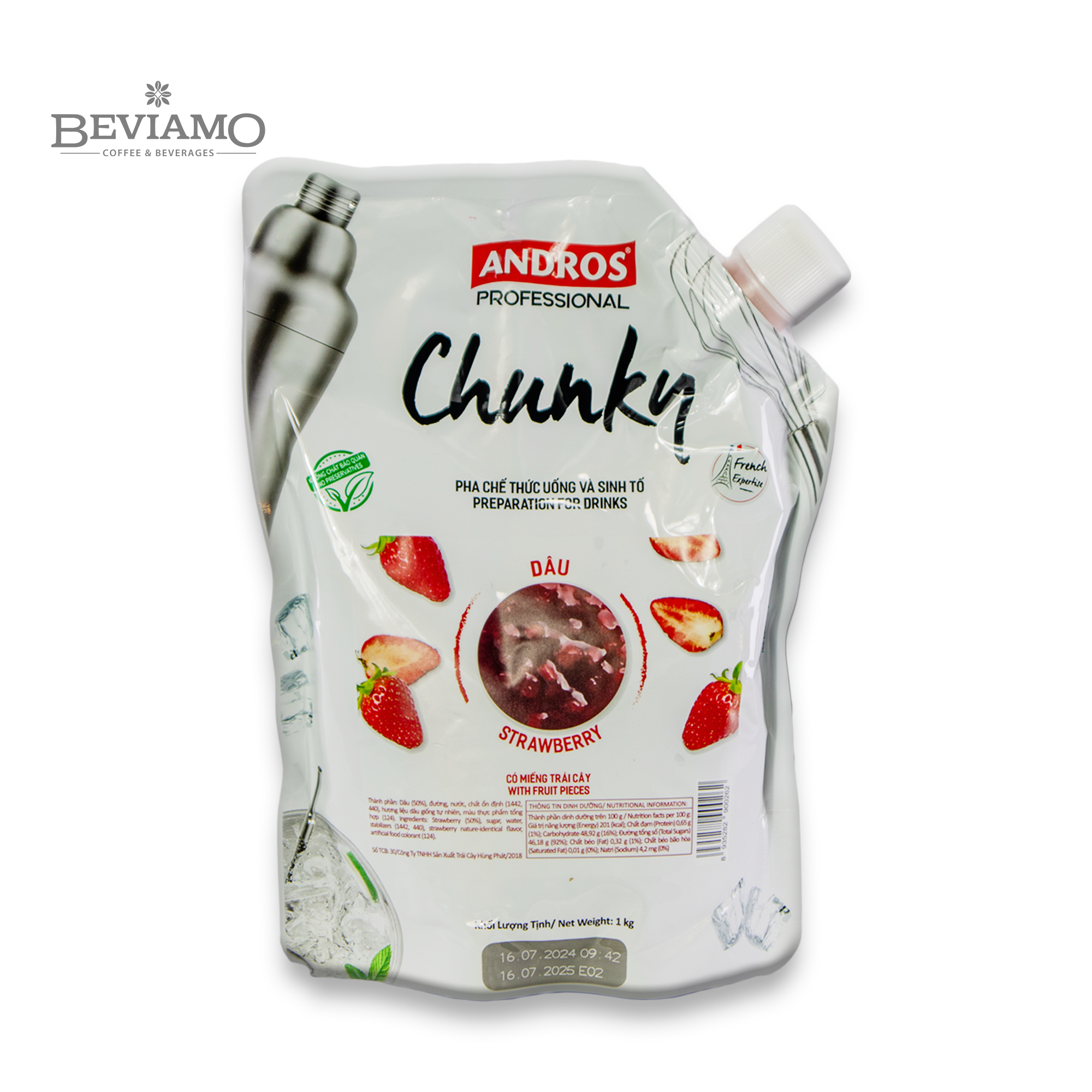 Andros Professional Strawberry Chunky 1kg – Beviamo